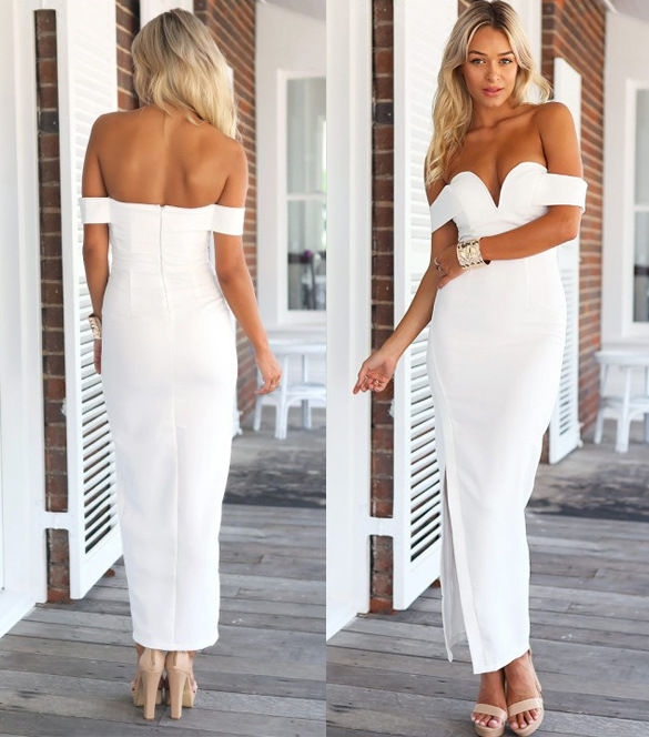 Sexy Legs Split Package Hip Nightclub Dress Sleeveless V-neck Dress ...