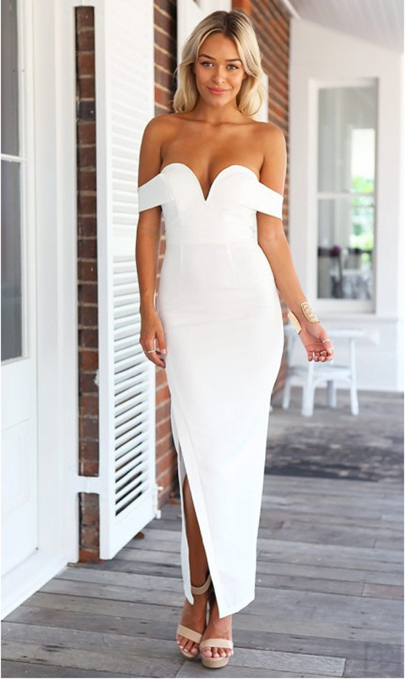 Sexy Legs Split Package Hip Nightclub Dress Sleeveless V-neck Dress ...